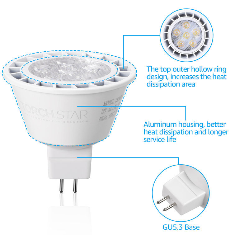 TORCHSTAR Equivalent MR16 Dimmable 5000K LED Bulb | Wayfair